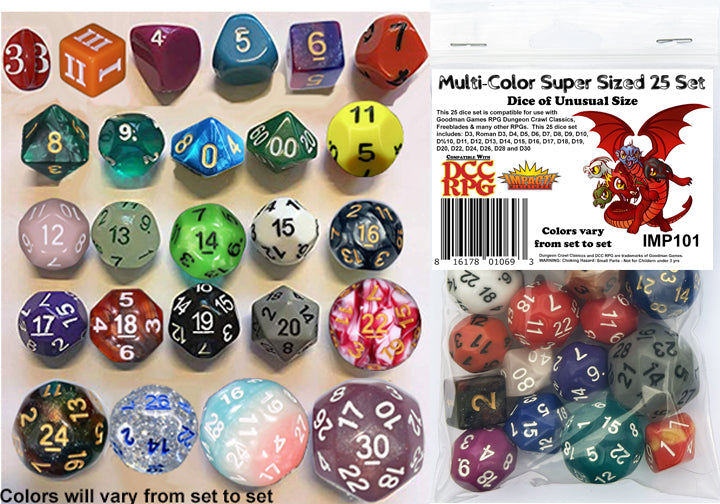 25 Unusual DCC Dice Super Sized Set - Multi-Color – Impact! Miniatures