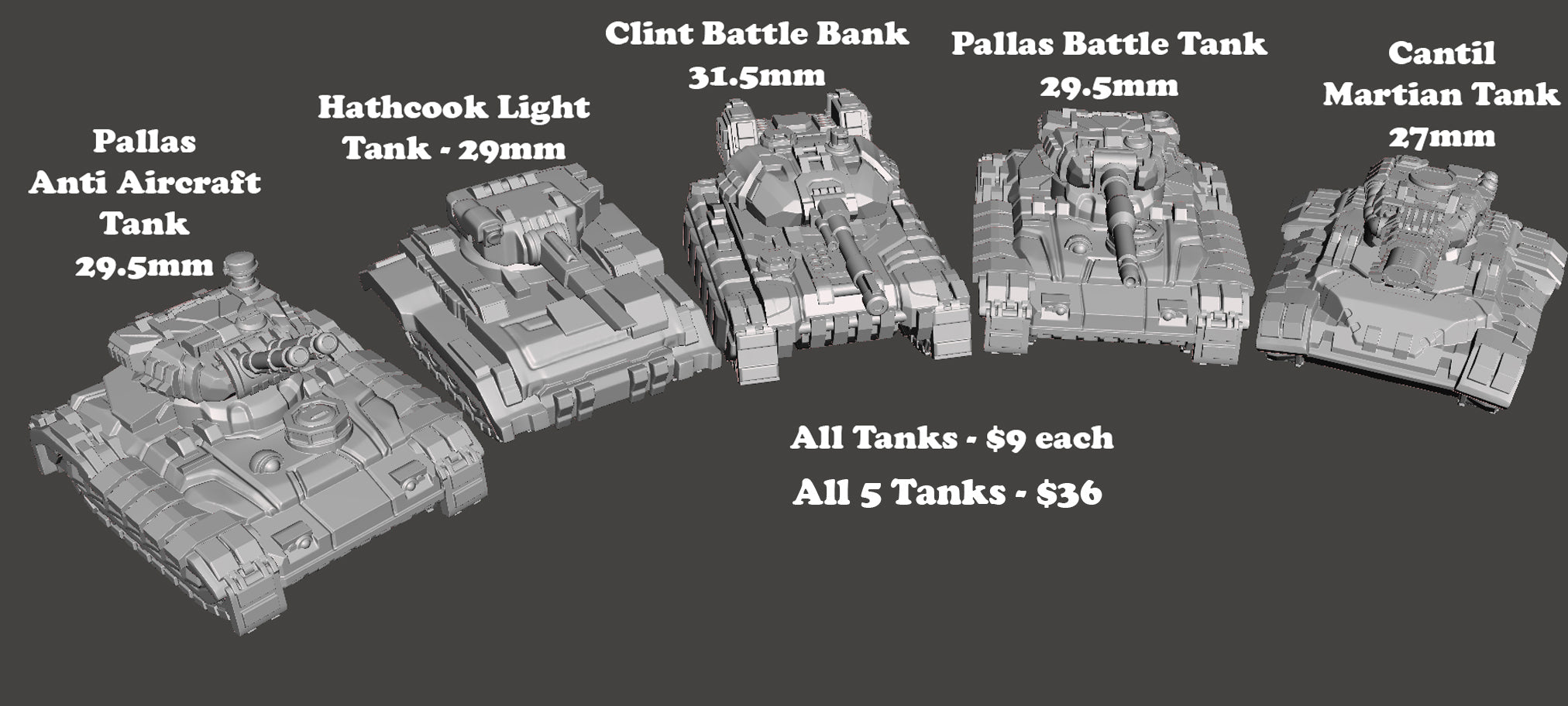 Whisper Mecha / Mech - Set of 5 Tanks (One Piece Models) – Impact ...