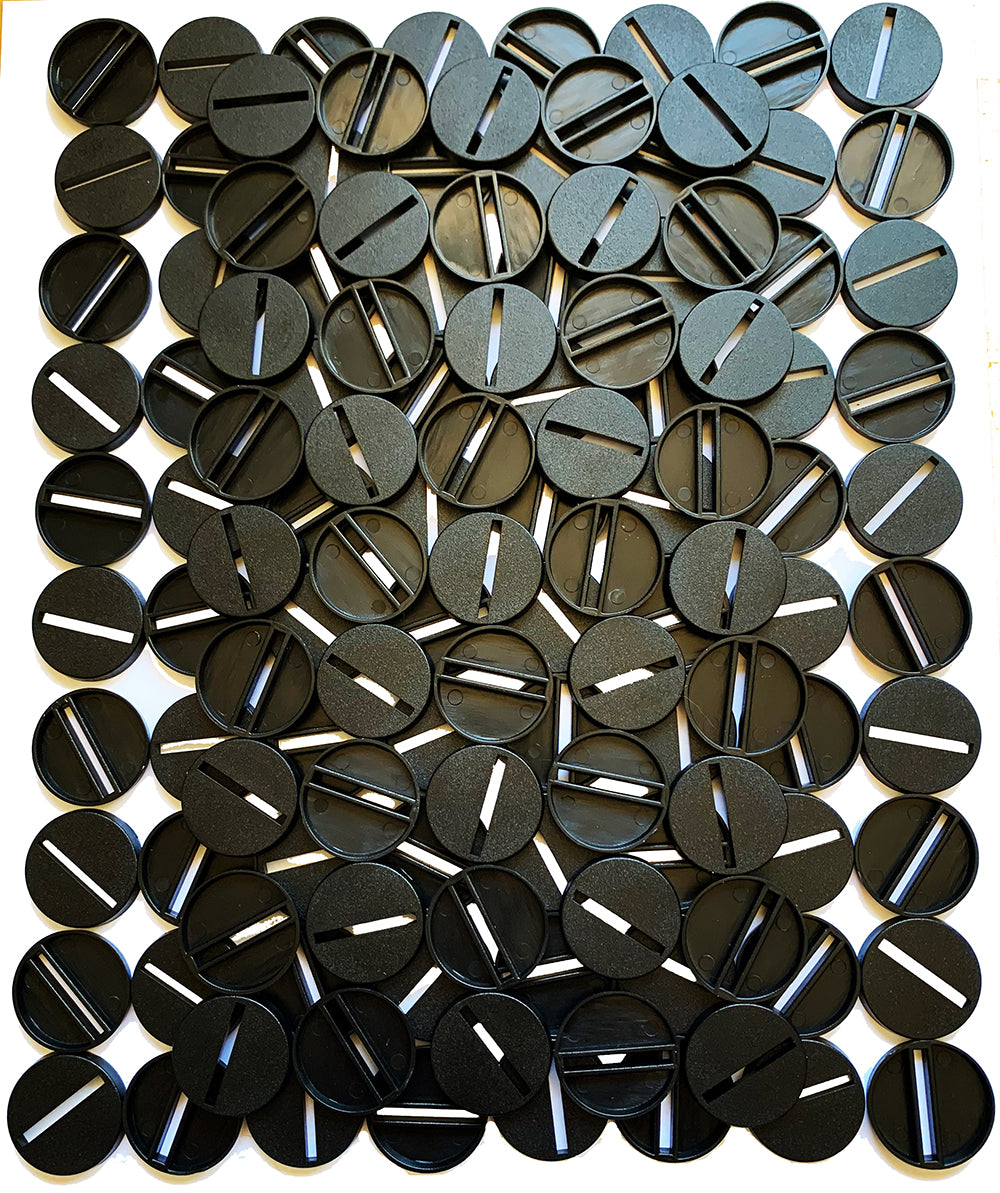 25mm Slotted Bases for Miniatures ( roughly 1" ) - Black Plastic ...