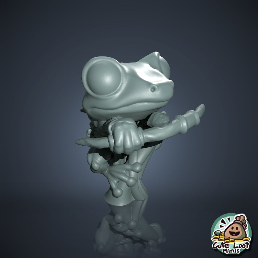 Chibi Frogfolk Archer (Crouching) – Impact! Miniatures